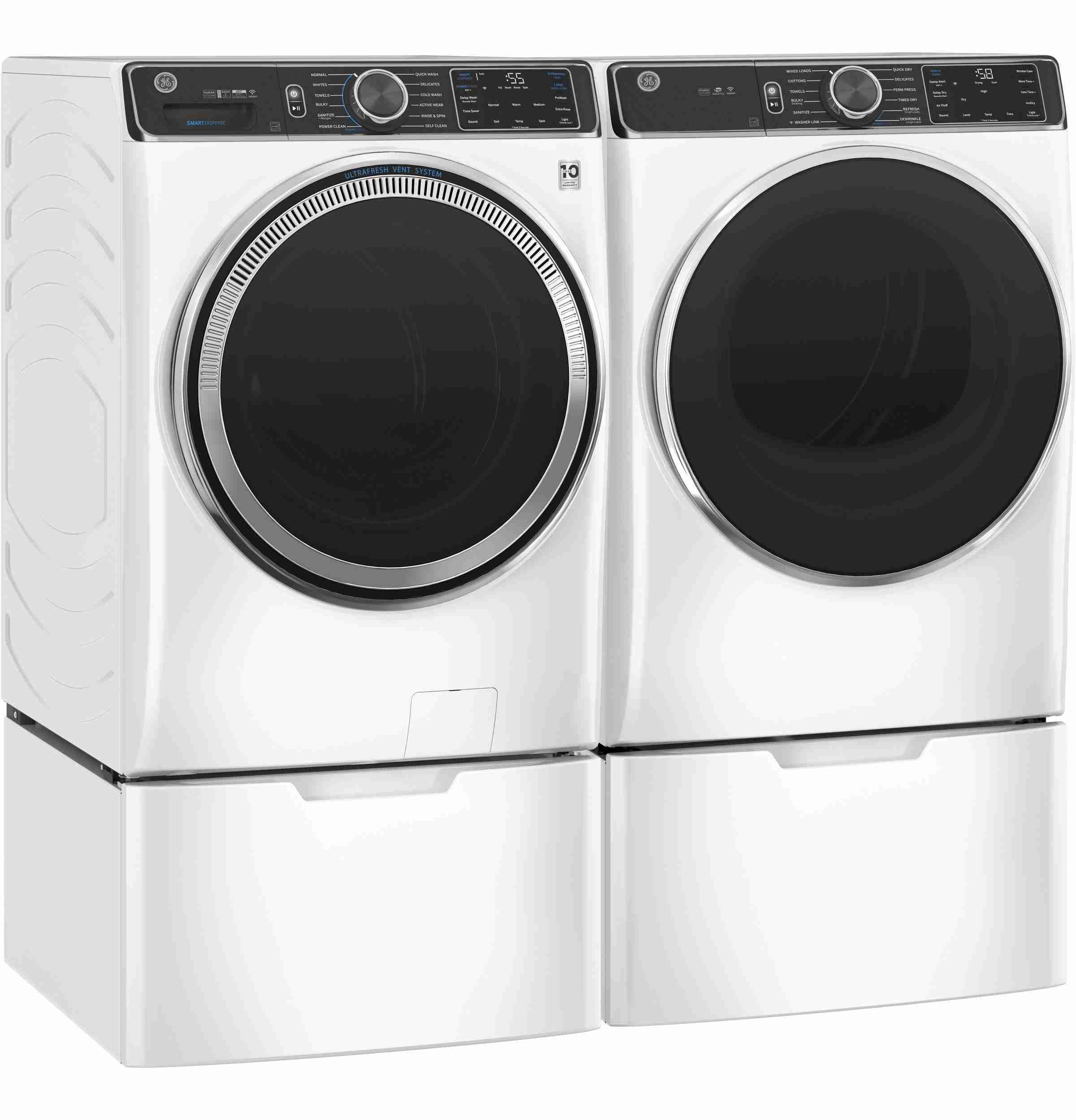 GE ENERGY STAR 7. 8 cu. ft. Capacity Smart Front Load Gas Dryer with ...